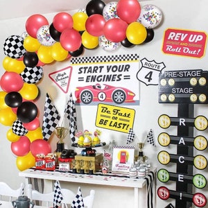 120 Racing Cars Balloon Arch, Cars Birthday Balloons, Cars Backdrop ...