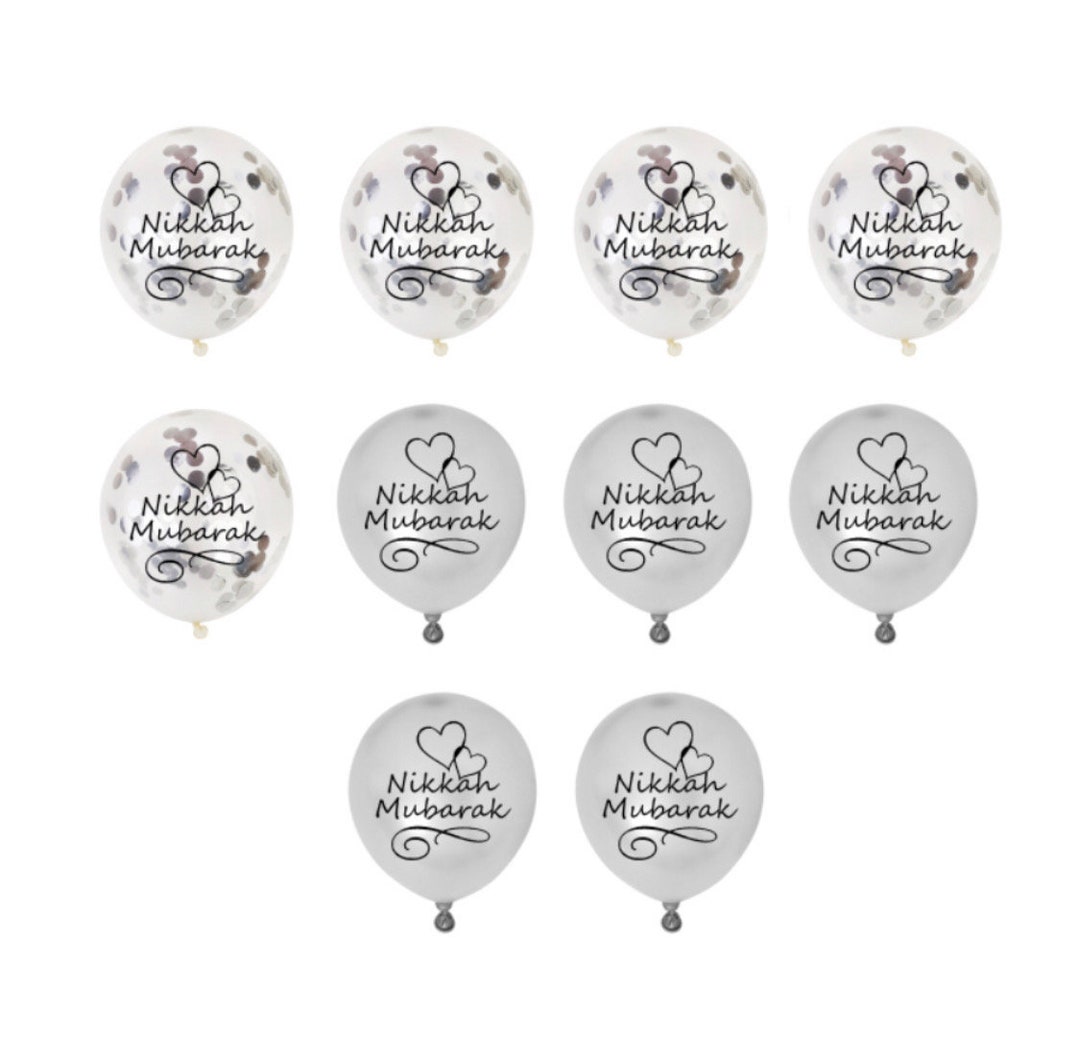20 Pcs Silver Nikkah Mubarak Balloons, Nikkah Latex Confetti Balloons ...