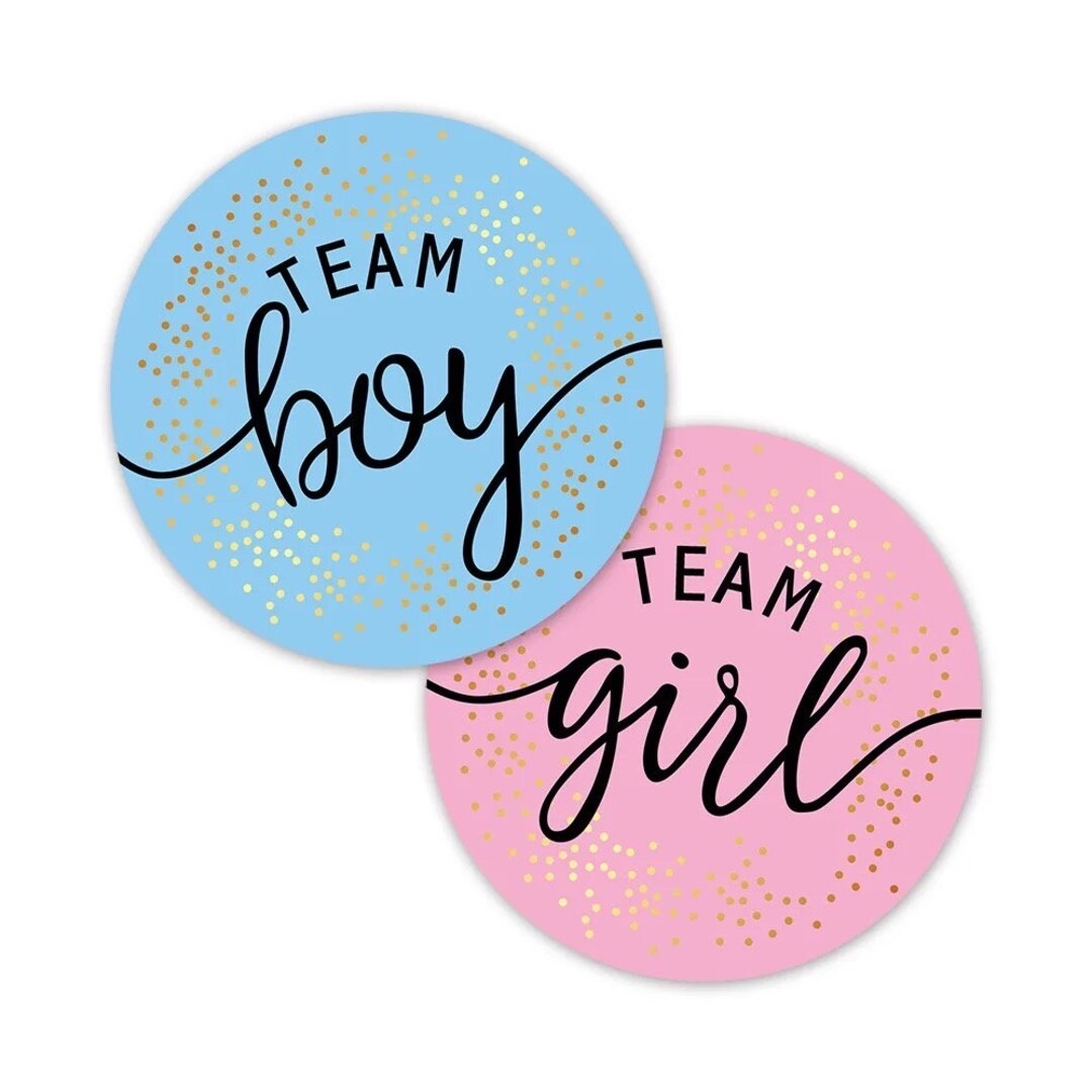 24 Pcs Team Boy Team Girl Stickers, Baby Shower Gender Reveal Stickers ...