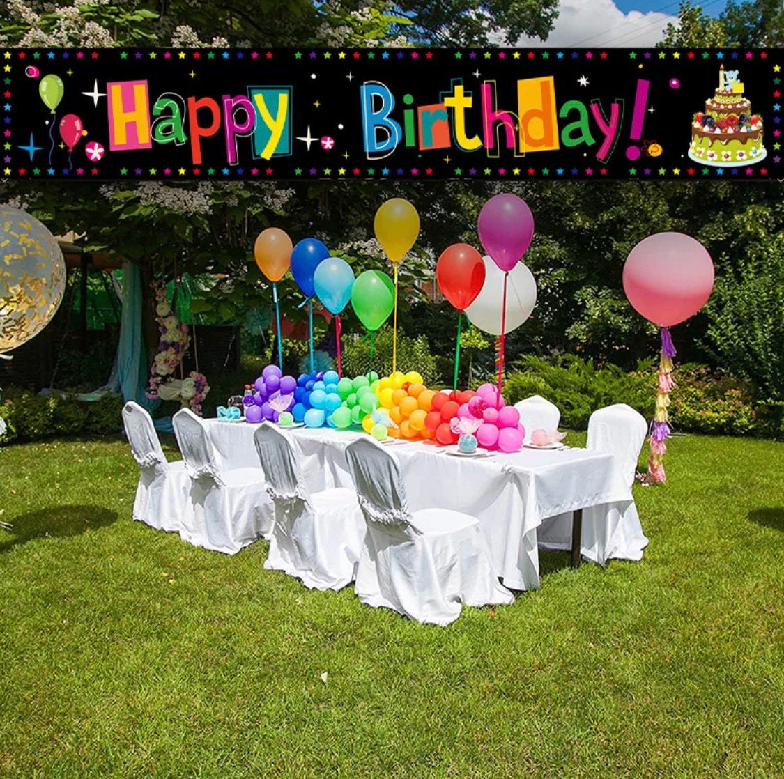 3M Happy Birthday Backdrop, Birthday Banner, Birthday Photo Background ...