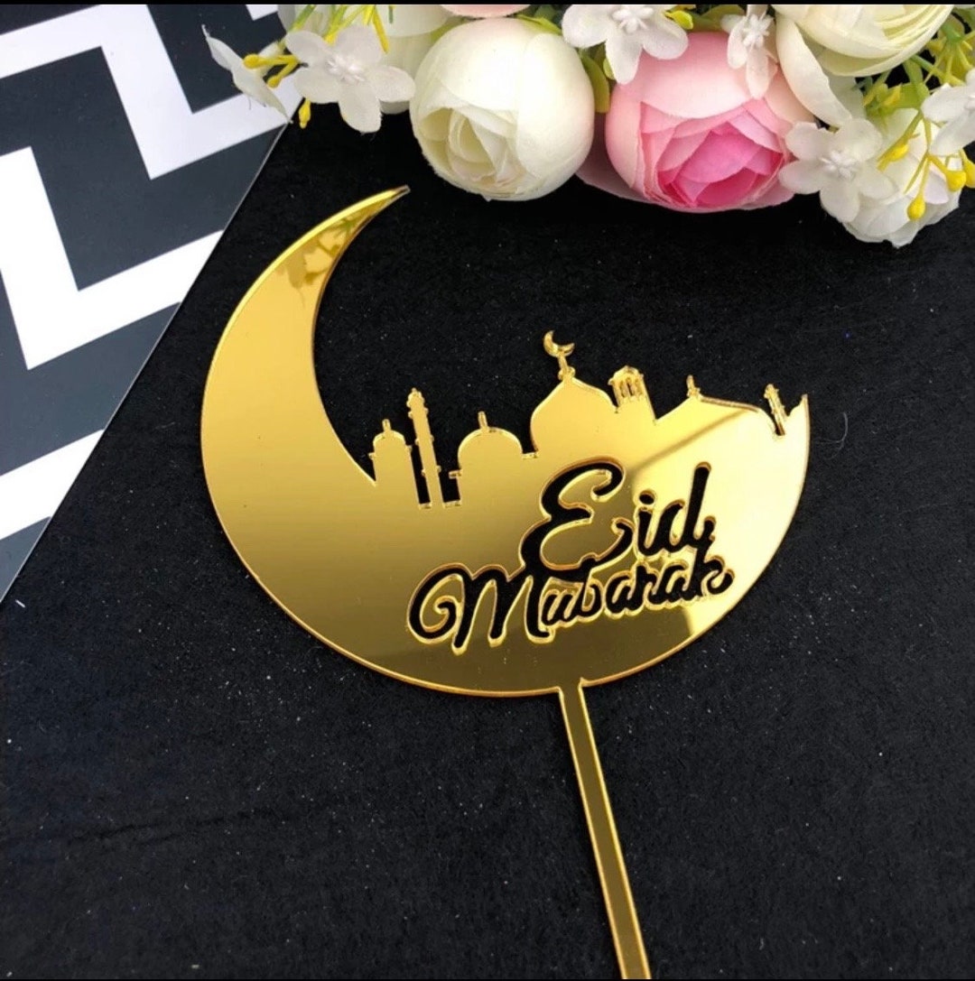 Eid Mubarak Cake Topper, Gold Eid Cake Topper, Durable, Reusable Eid ...