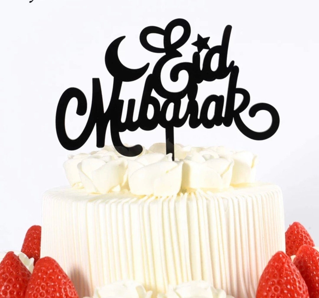 Eid Mubarak Cake Topper, Black Acrylic Eid Cake Topper, Eid Cake ...