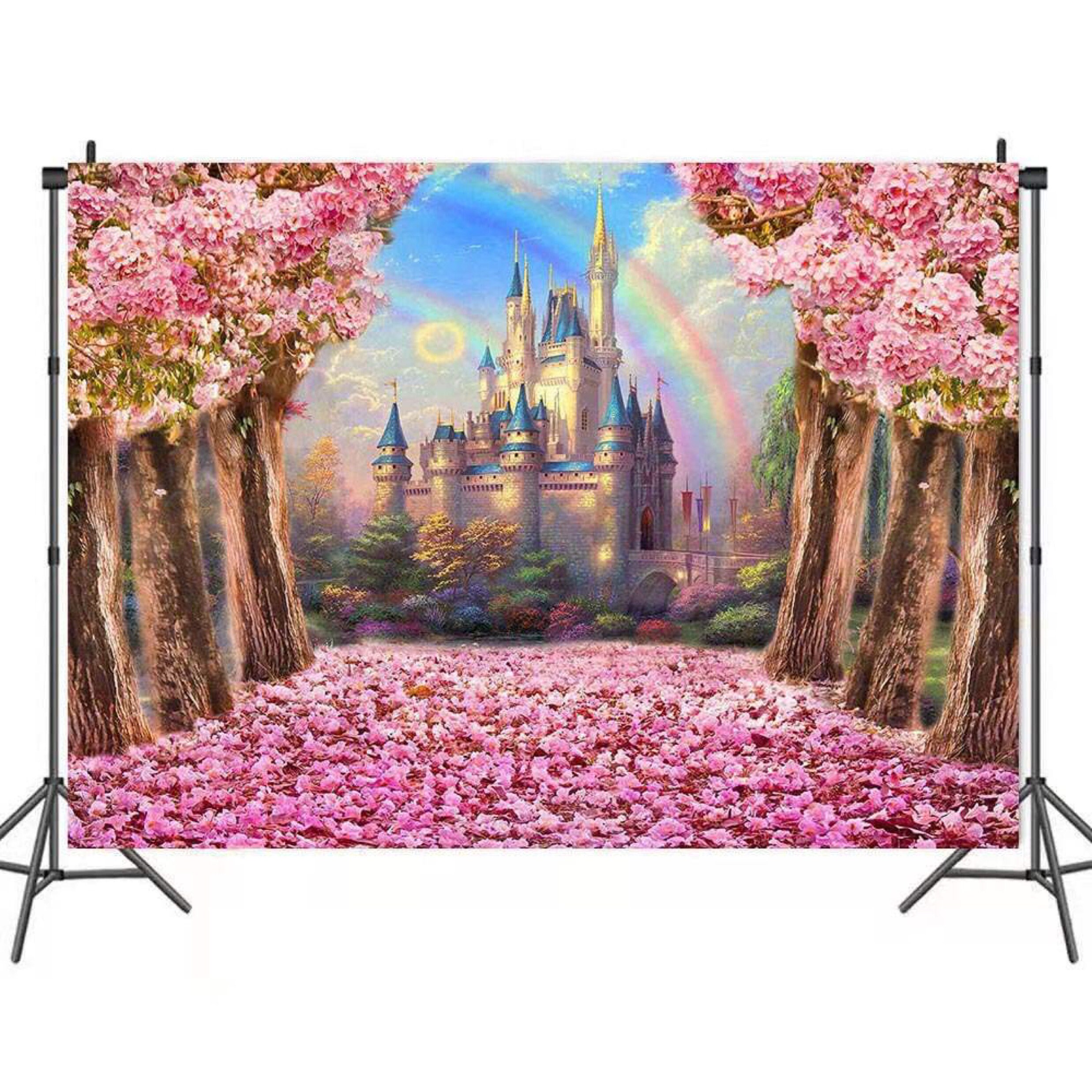 Princess Happy Birthday Backdrop, Princess Birthday Banner, Princess ...