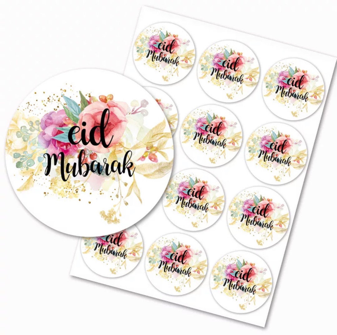 Eid Mubarak Stickers 24 Labels Tags, 3cm Eid Present Hamper Stickers ...