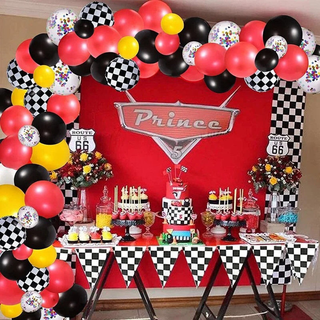 120 Racing Cars Balloon Arch, Cars Birthday Balloons, Cars Backdrop ...