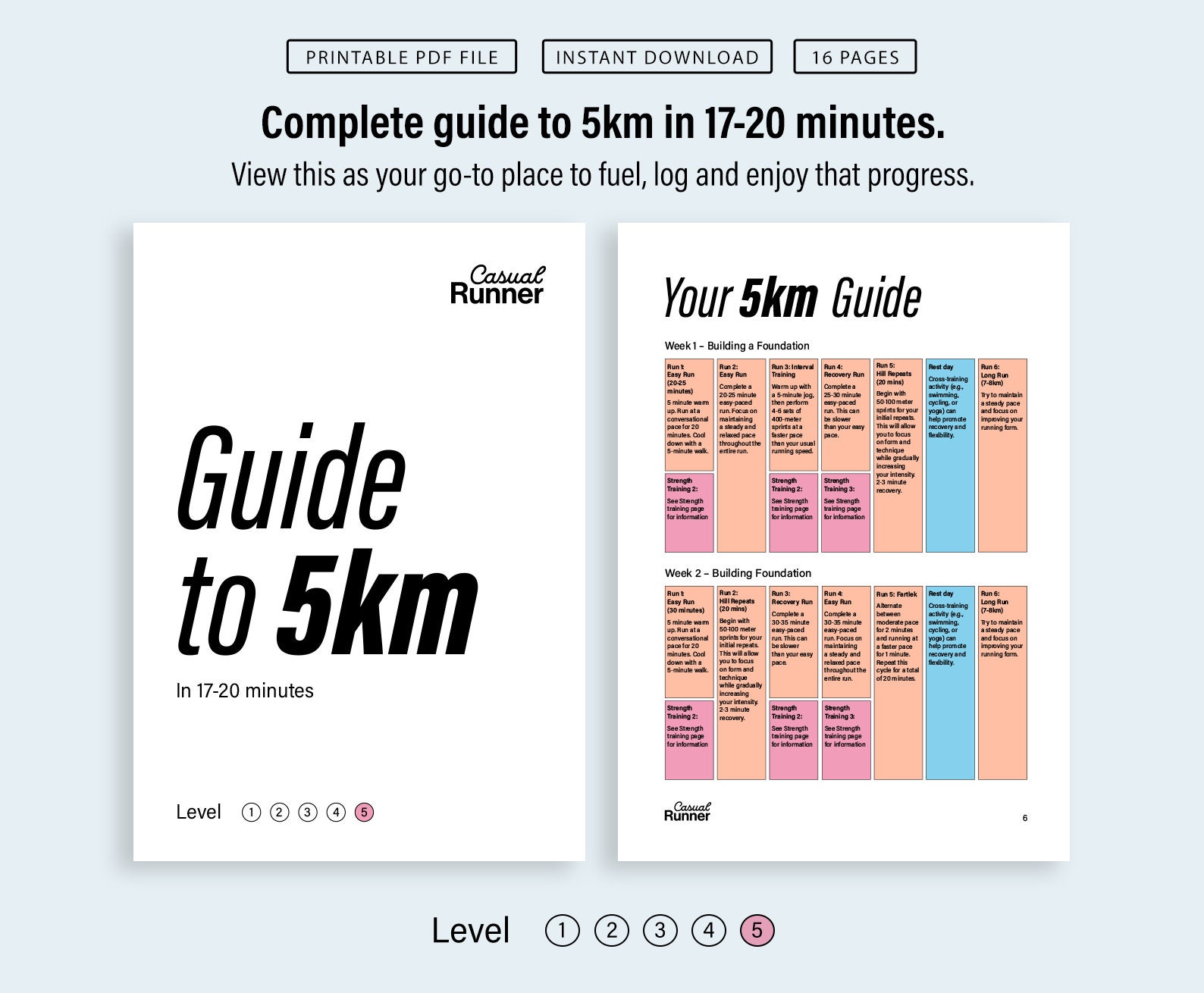 Complete Guide to 5km, Level 5, Running Journal, Cardio Log, Strength ...