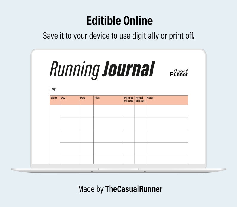 Running Journal Printable Template, Running Log, Training Tracker ...