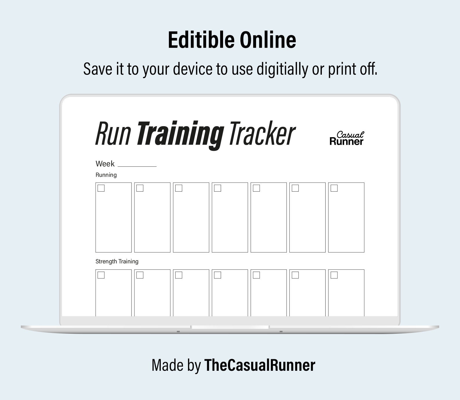 Running Tracker Printable Template, Running Log, Strength Training ...