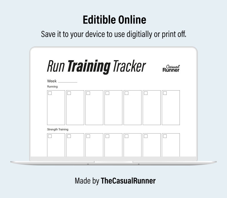 Running Tracker Printable Template, Running Log, Strength Training ...