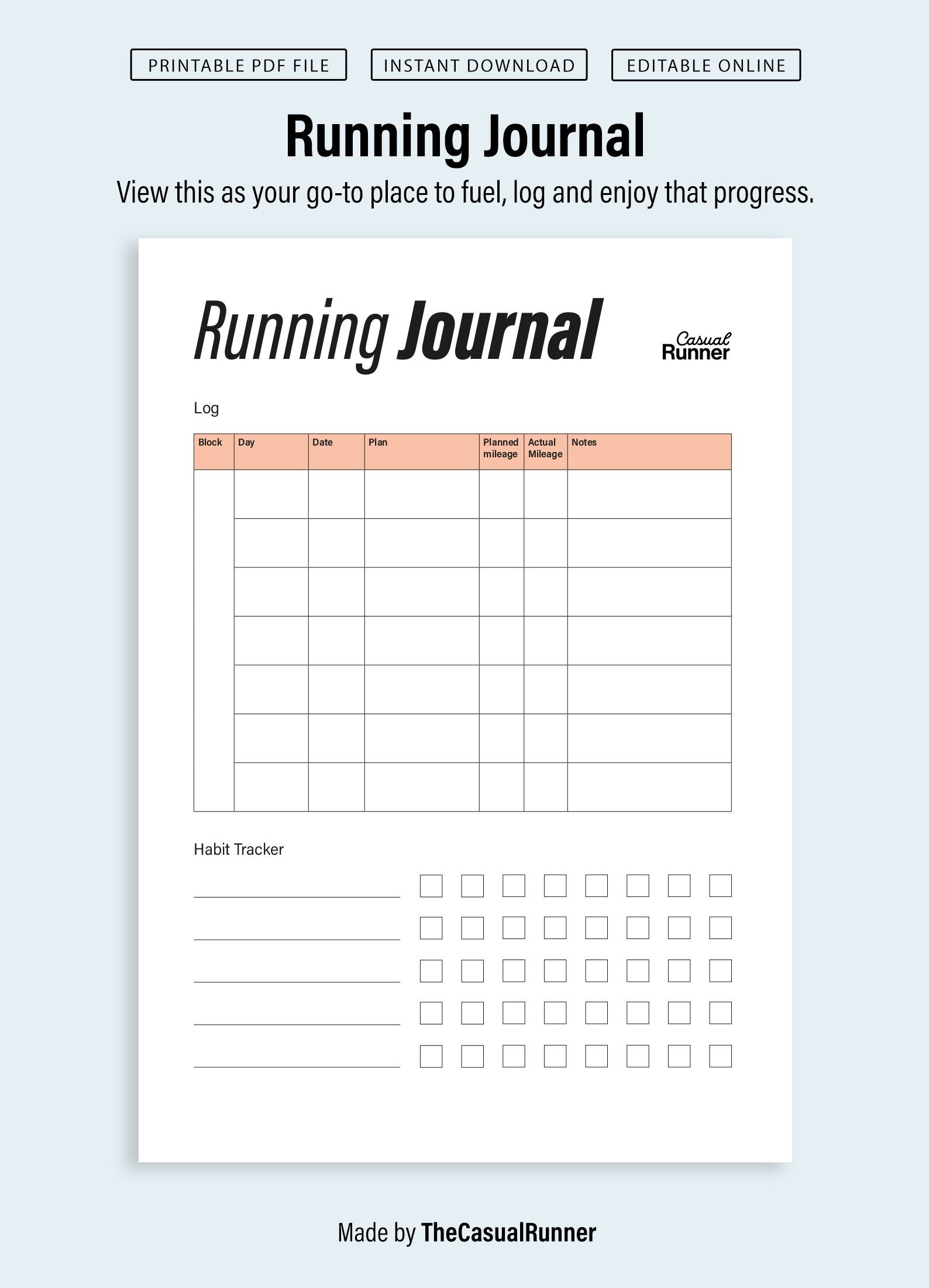 Running Journal Printable Template, Running Log, Training Tracker ...