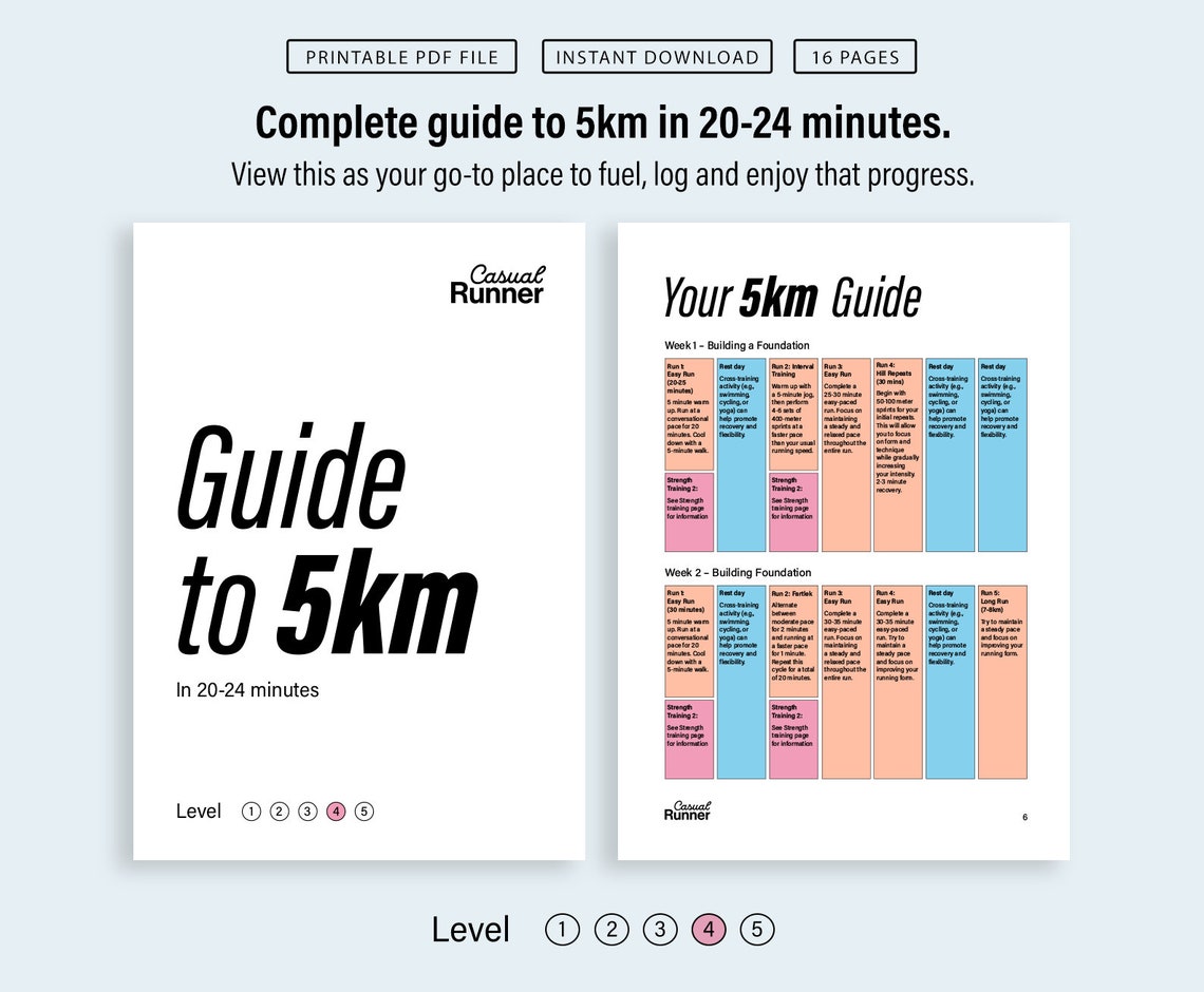 Complete Guide to 5km, Level 4, Running Journal, Cardio Log, Strength ...
