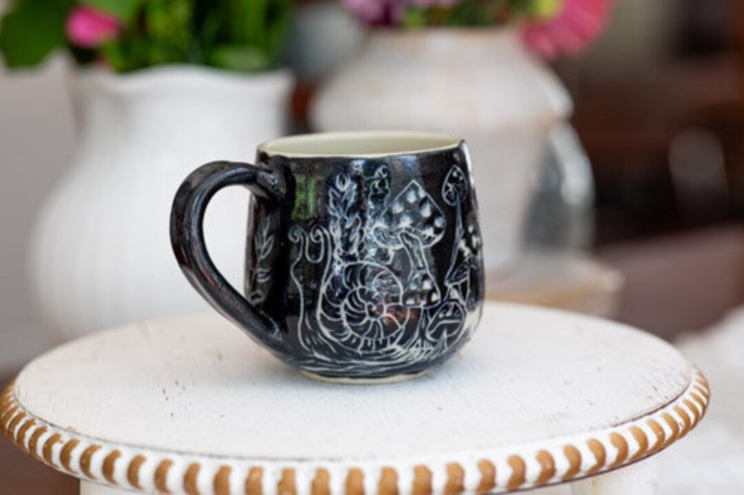 Mushroom Sgraffito Mug Beautifully Handmade and Sgraffito Carved ...
