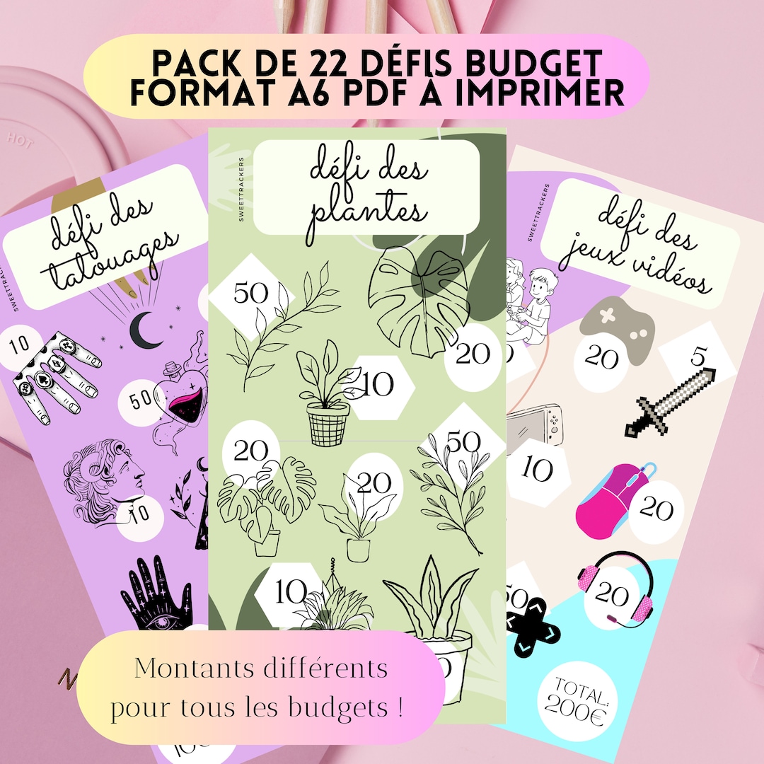 Pack de défis challenges enveloppes budget en français à imprimer ...