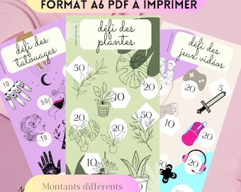 Pack Défis des centimes en français, PDF A6 à imprimer : défi des 1, 2 ...