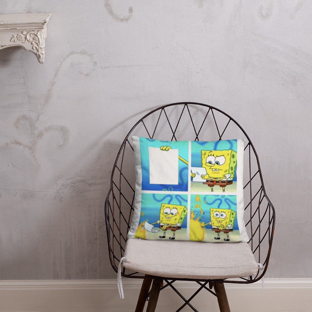 Spongebob Burning Paper Meme Pillow - Etsy