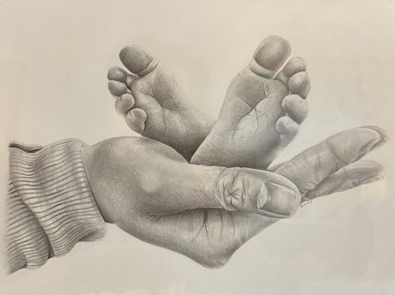 Hand-drawn Keepsake of Baby's Feet - Etsy