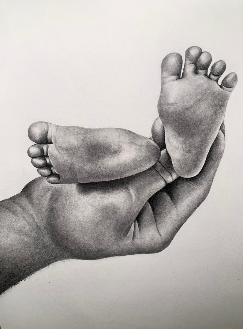 Hand-drawn Keepsake of Baby's Feet - Etsy