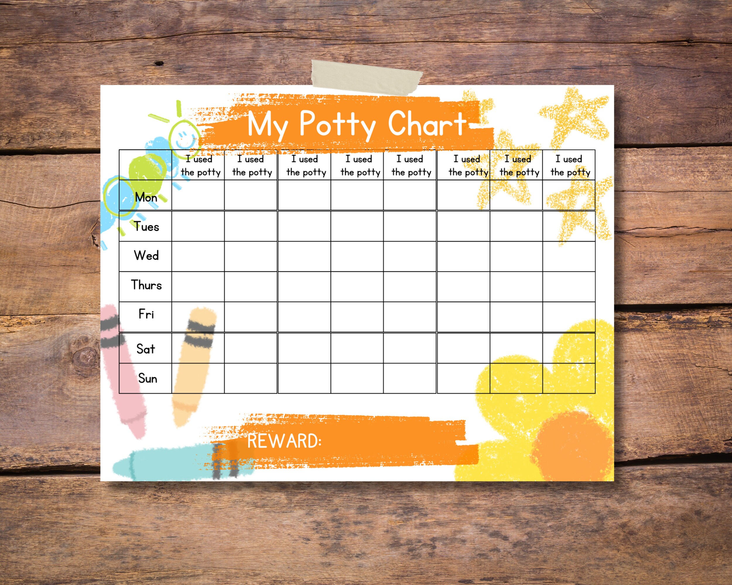 Printable Toddler Potty Chart - Etsy