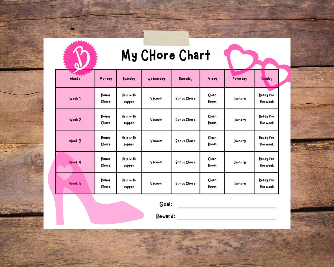 Barbie Chore Chart - Etsy