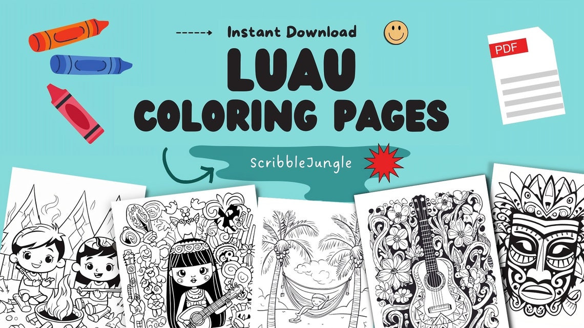 Luau Coloring Pages, Cute Luau Printable Coloring Sheets, Activity ...