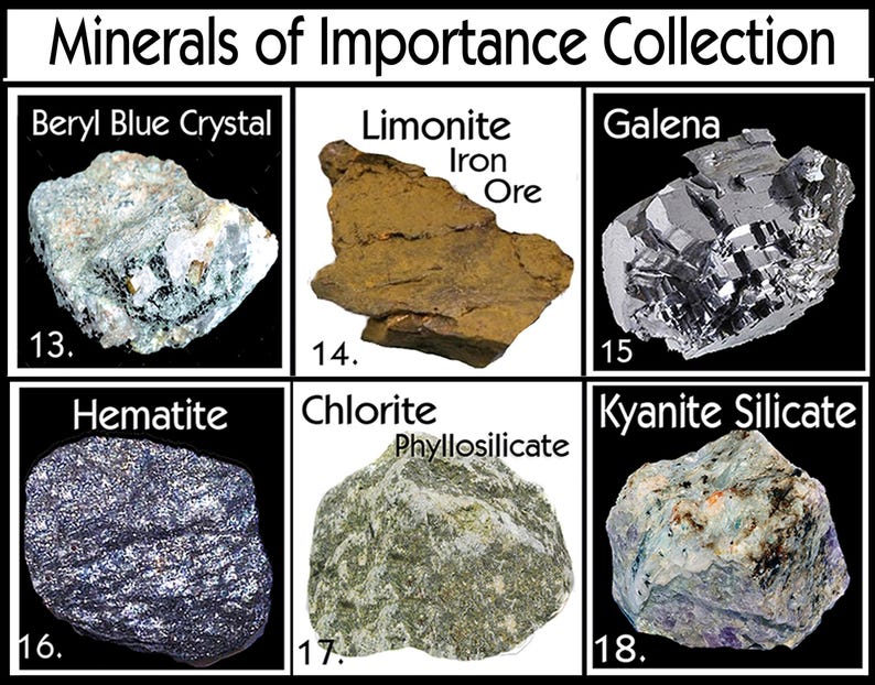 Minerals of Importance Collection – 18 Numbered Specimens, Display Case ...