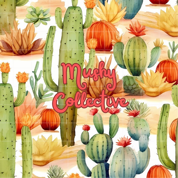 Watercolor Cactus Fabric - Etsy