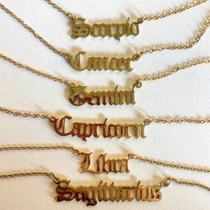Zodiac Necklace Gold and Silver Gemini Scorpio Pisces Sagittarius Aquarius Capricorn Cancer Taurus Aries Gemini Leo Libra Etsy