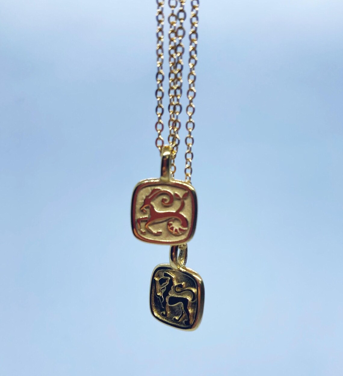 Zodiac Pendant Necklace: Gold Stainless Steel Astrology Jewellery ...