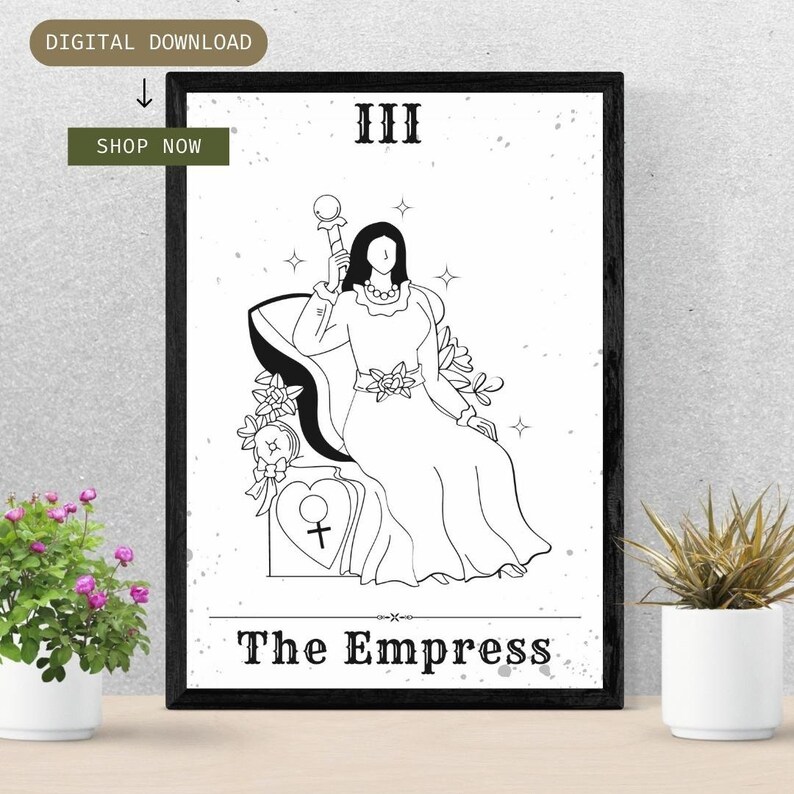 The Empress Tarot Card Print, Printable Tarot Wall Art, Digital Tarot ...