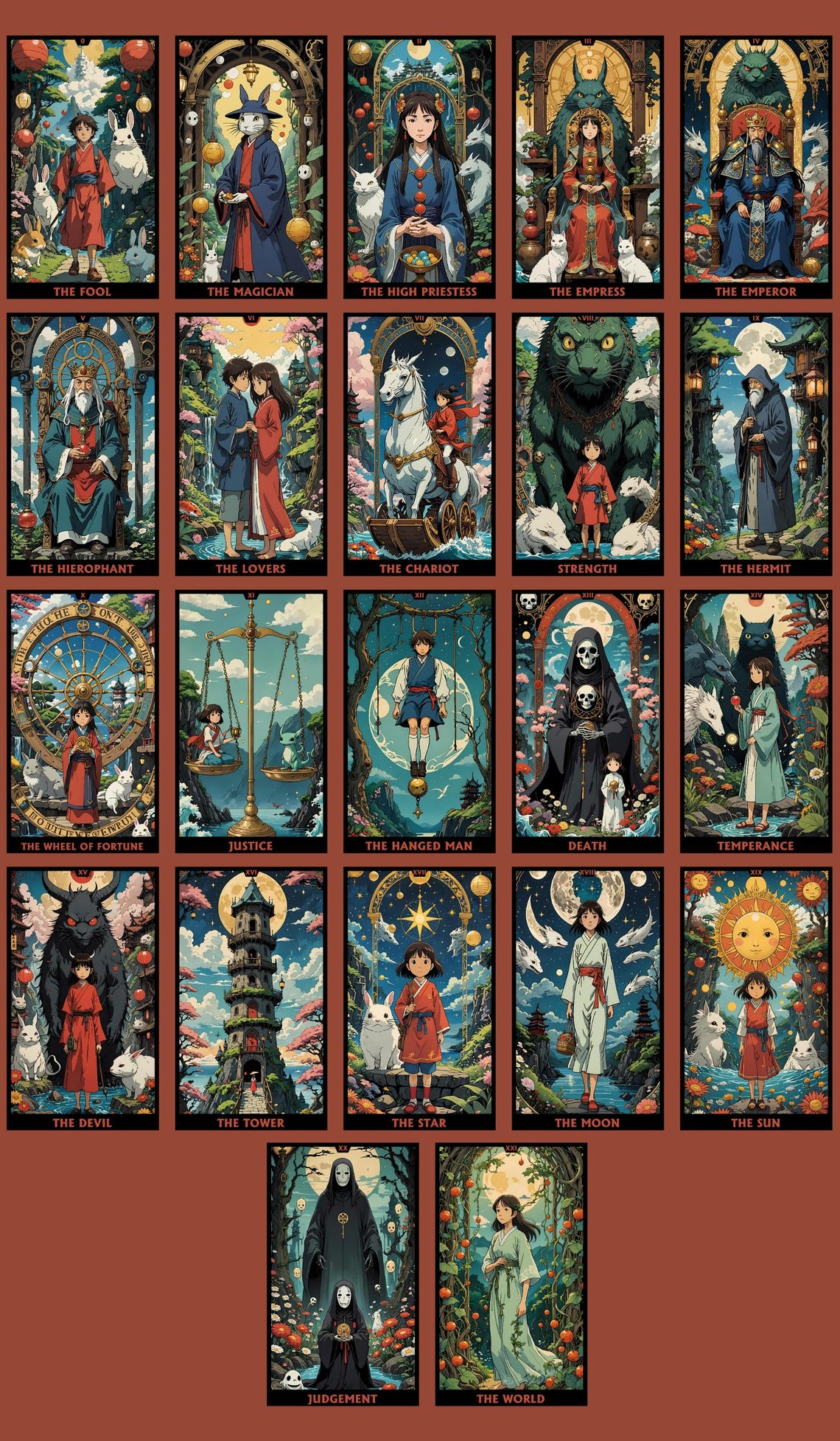 Studio Ghibli Anime Tarot Cards Set SVG PNG, Miyazaki, Major Arcana Svg ...