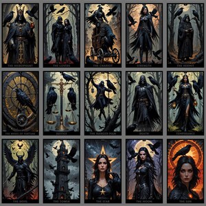 Raven Tarot Cards Set SVG PNG, Printable Tarot Deck, 22 Cards Major ...