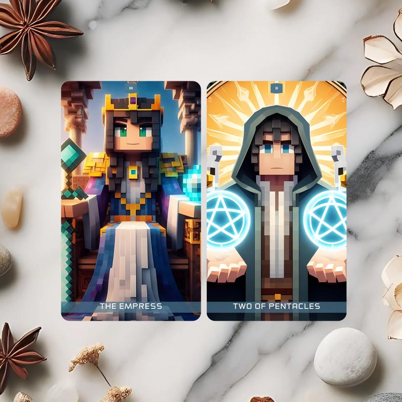 Minecraft Inspired Tarot Deck: 78 Tarot Cards With Pouch - Etsy
