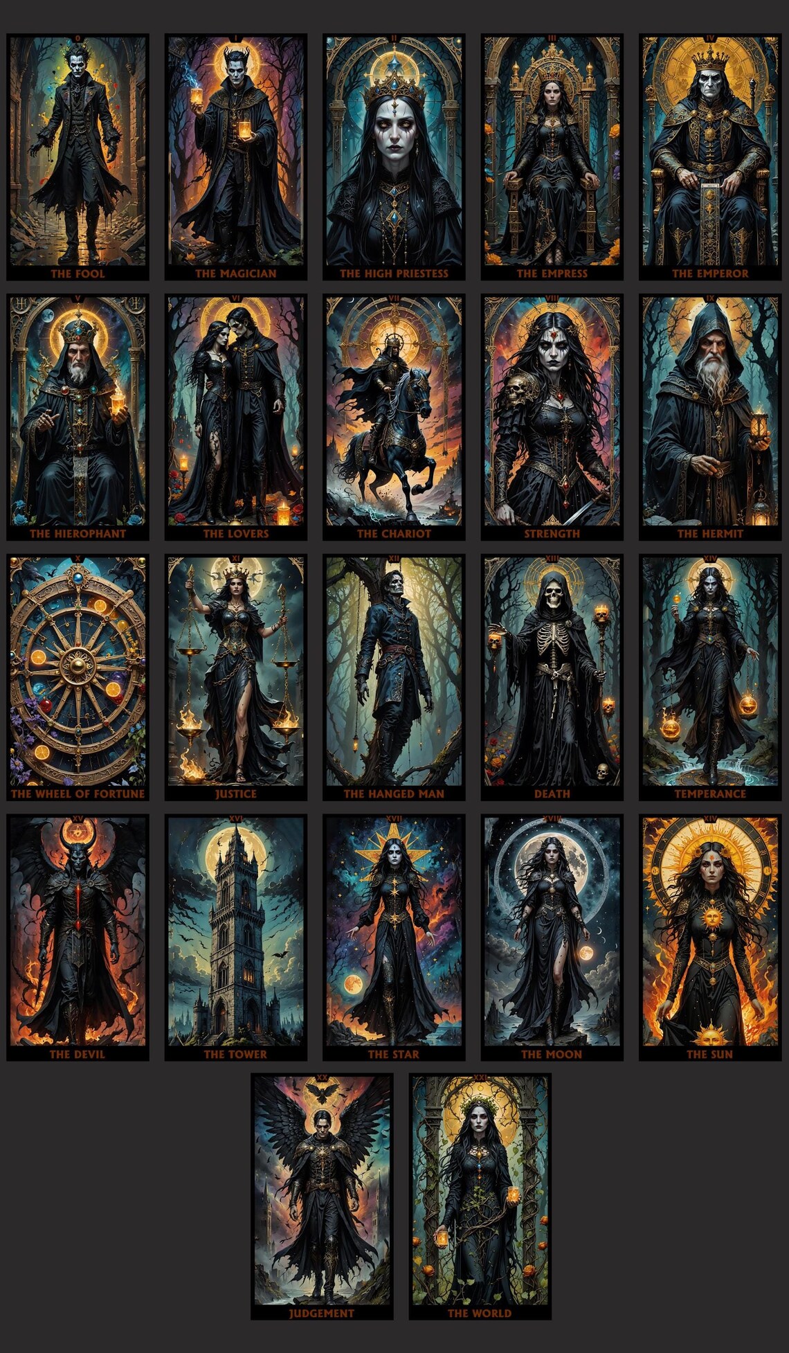 Gothic Tarot Cards Set SVG PNG, Major Arcana Svg, Celestial Tarot Svg ...
