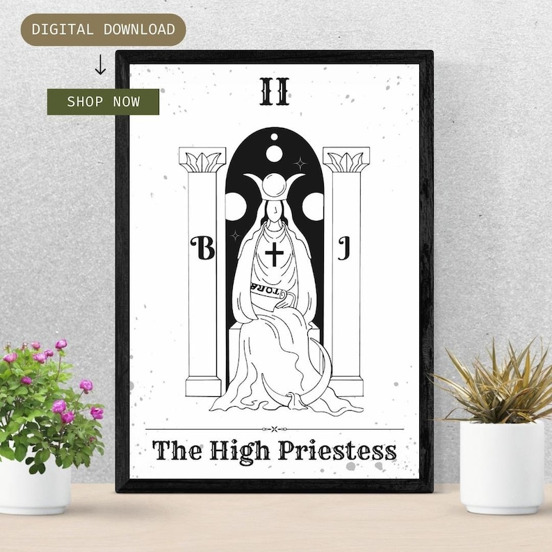 The High Priestess Tarot Card Print, Printable Tarot Wall Art, Digital ...