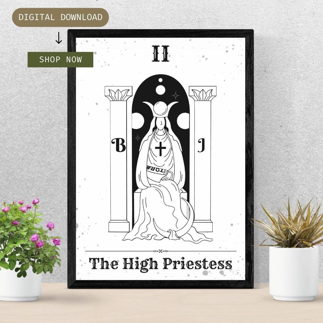 The High Priestess Tarot Card Print, Printable Tarot Wall Art, Digital ...