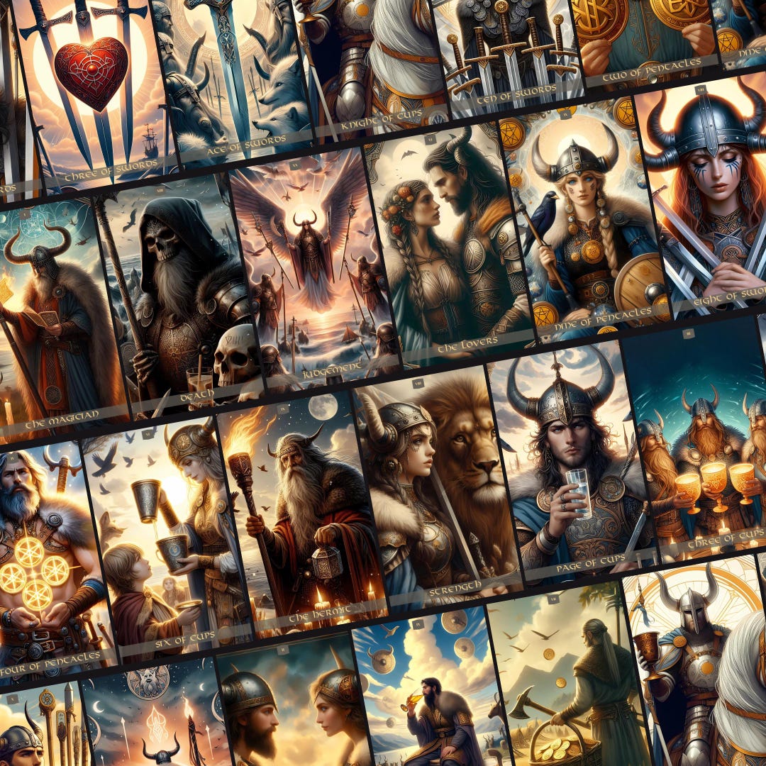 78 Vikings Inspired Tarot Cards Set, Full Tarot Deck, Norse Mythology ...