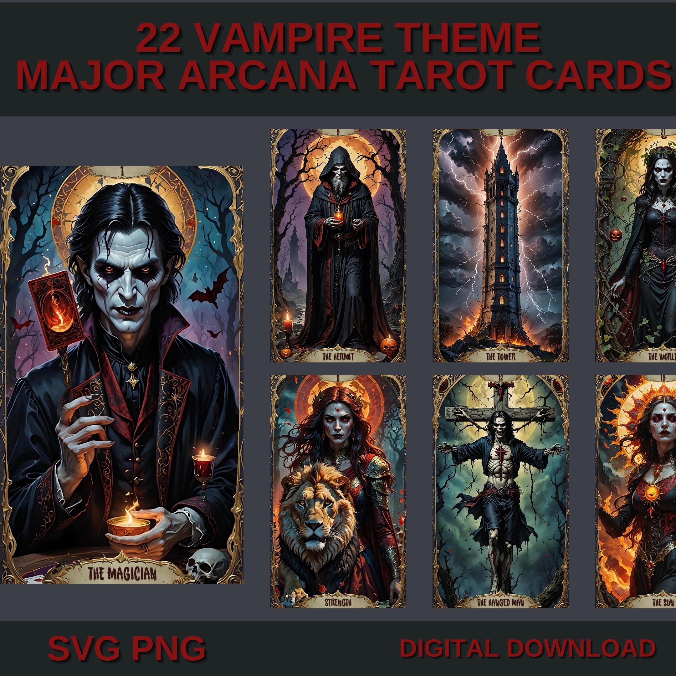 Vampire Tarot Cards Set SVG PNG, Major Arcana Svg, Celestial Tarot Svg ...