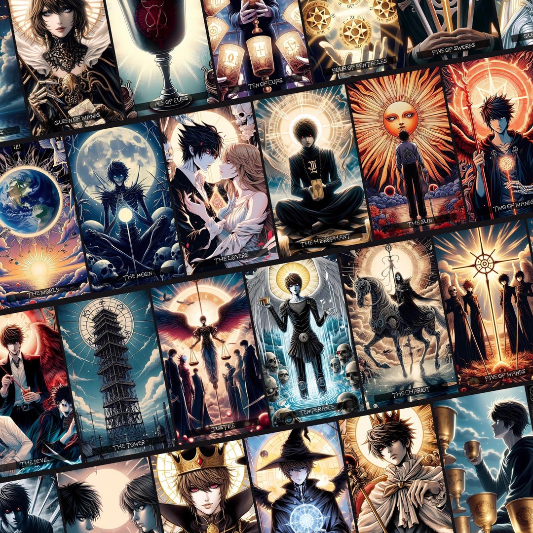 78 Death Note Inspired Anime Tarot Cards Set, Full Tarot Deck, L, Light ...