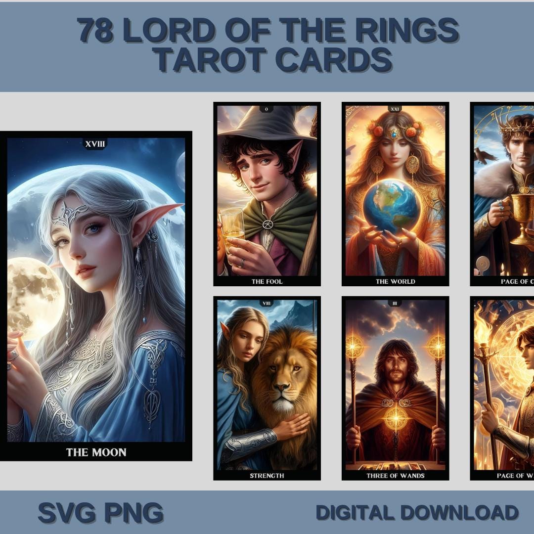 78 Lord of the Rings Inspired Tarot Cards Complete Set SVG PNG, Lotr ...