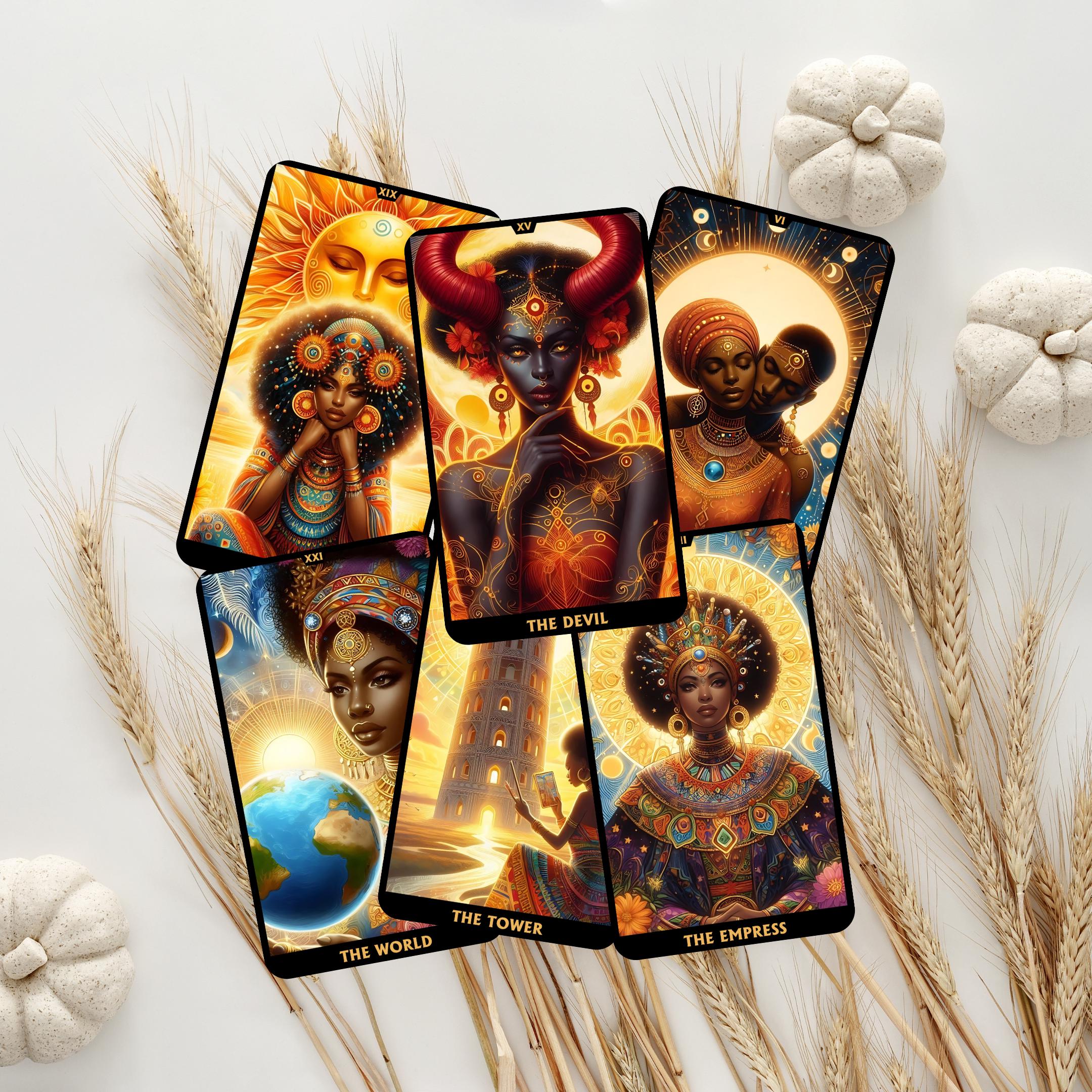African Woman Tarot Cards SVG PNG, Printable Tarot Deck, 22 Cards Major ...
