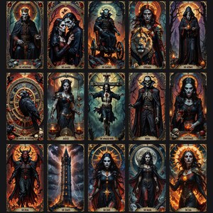 Vampire Theme Tarot Cards Set SVG PNG, Major Arcana Svg, Celestial ...
