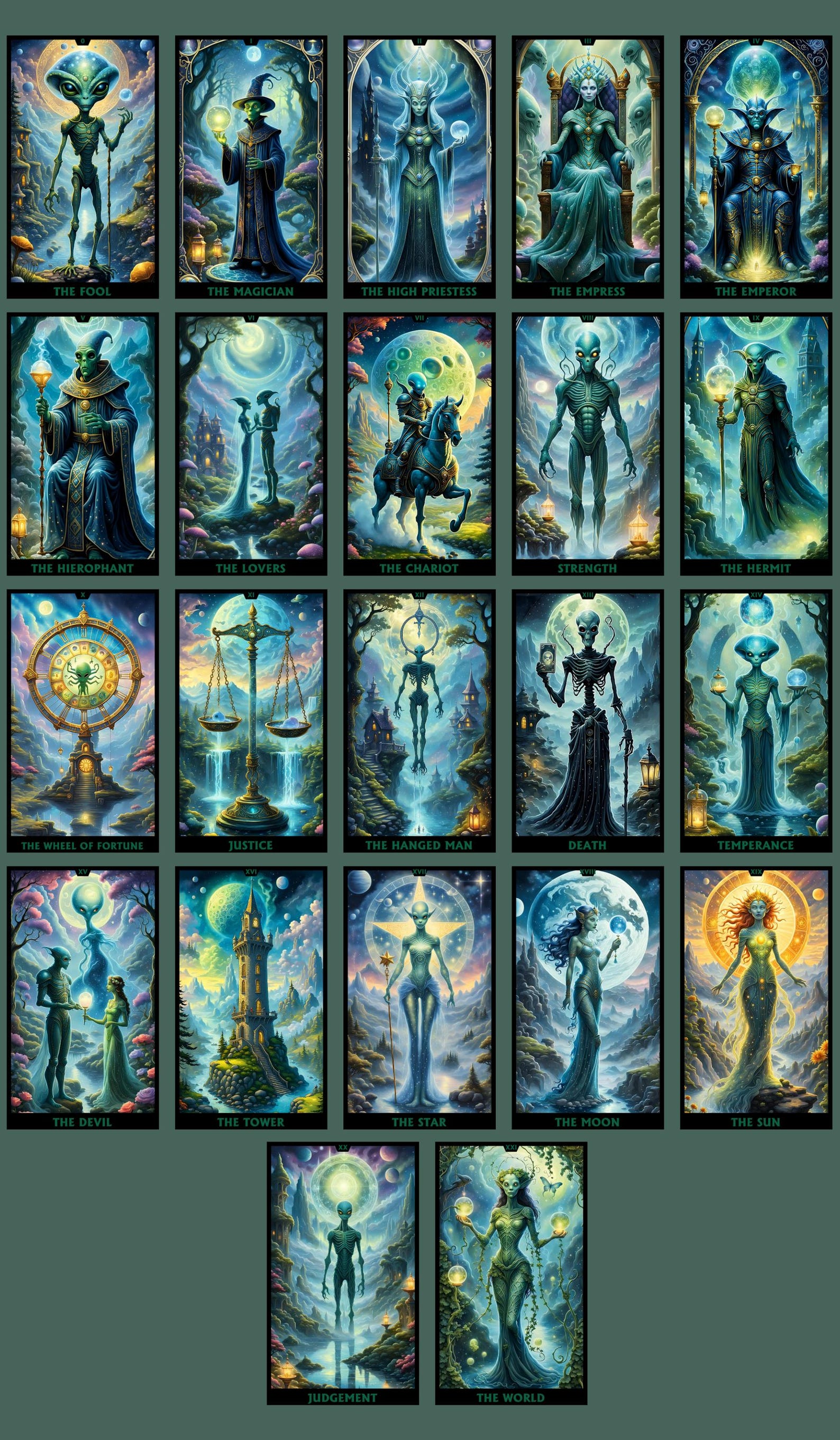 Alien Tarot Cards Set SVG PNG, Major Arcana Svg, Celestial Tarot Svg ...