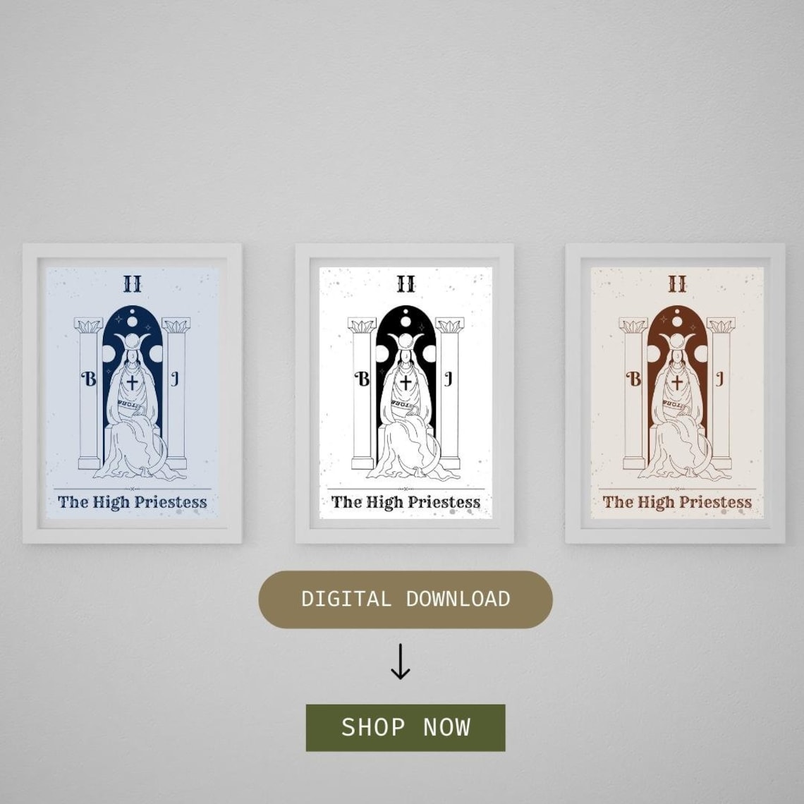 The High Priestess Tarot Card Print, Printable Tarot Wall Art, Digital ...