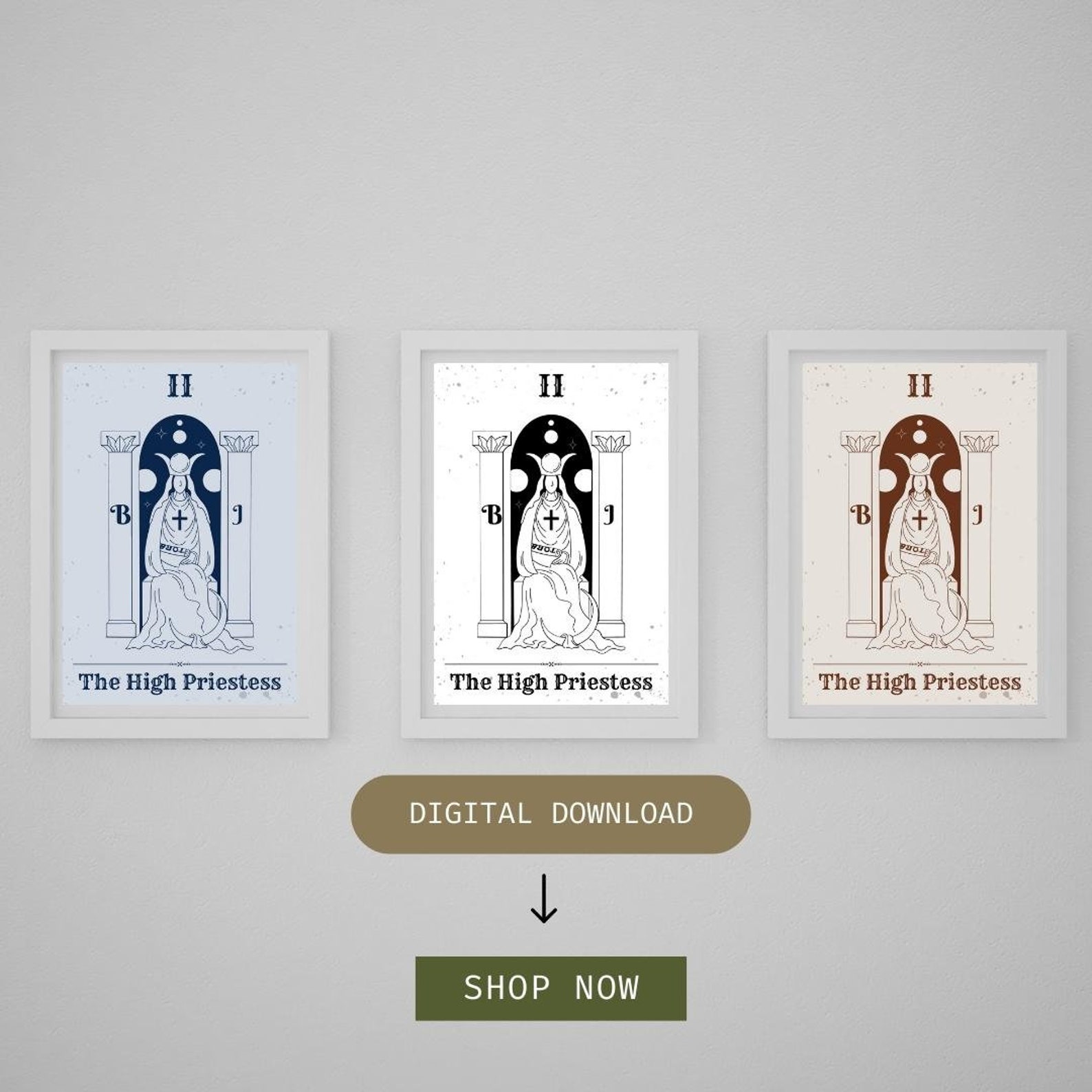 The High Priestess Tarot Card Print, Printable Tarot Wall Art, Digital ...