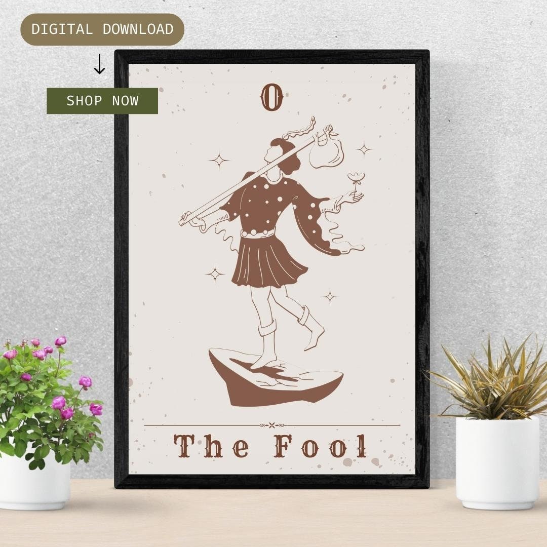 The Fool Tarot Card Print, Printable Tarot Wall Art, Digital Tarot ...