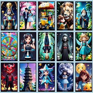Kawaii Cartoon Tarot Cards Set SVG PNG, Major Arcana Svg, Kawaii Tarot ...