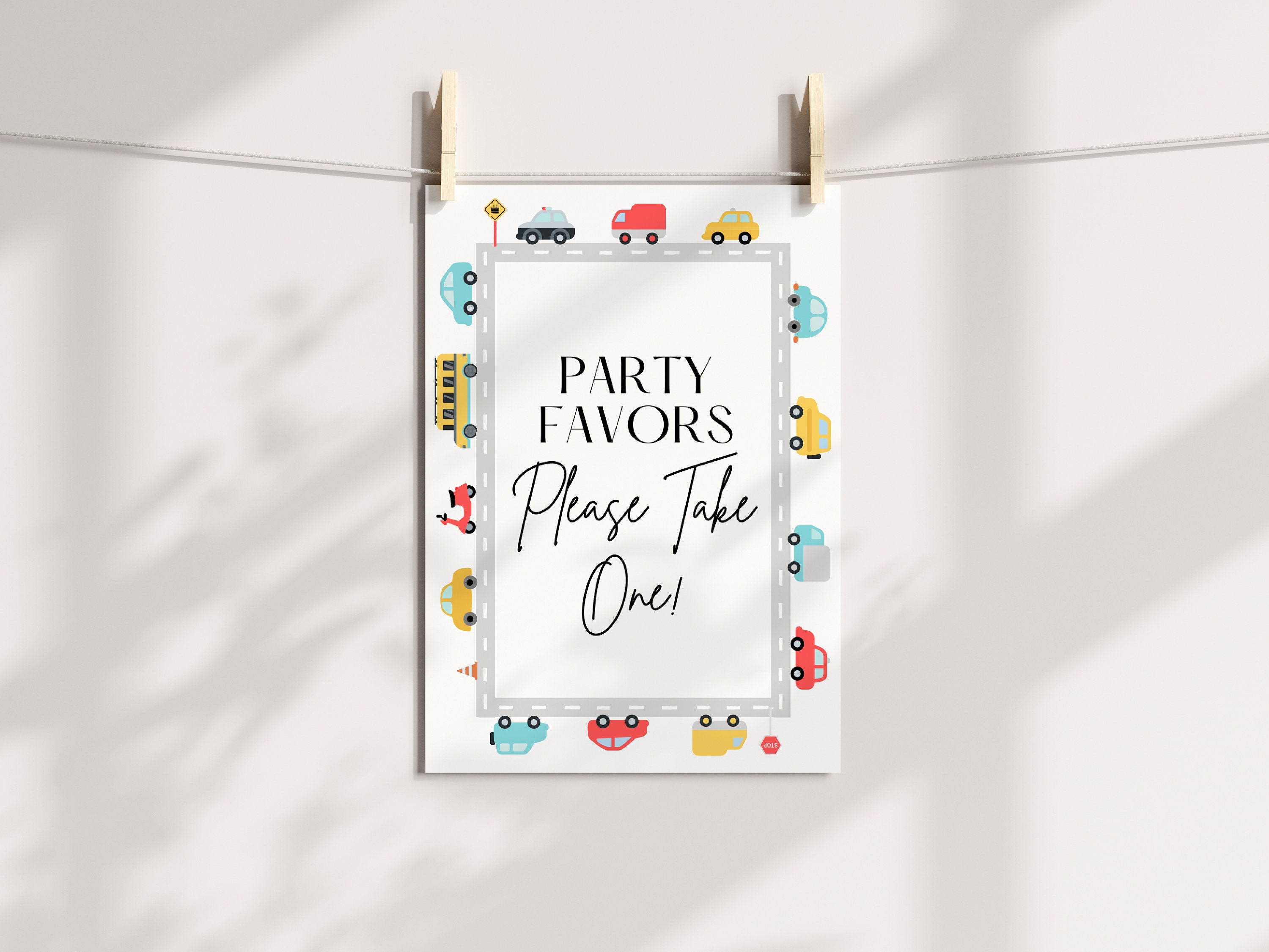 Editable Vehicle Party Favor Sign Cars and Trucks Party Signage ...
