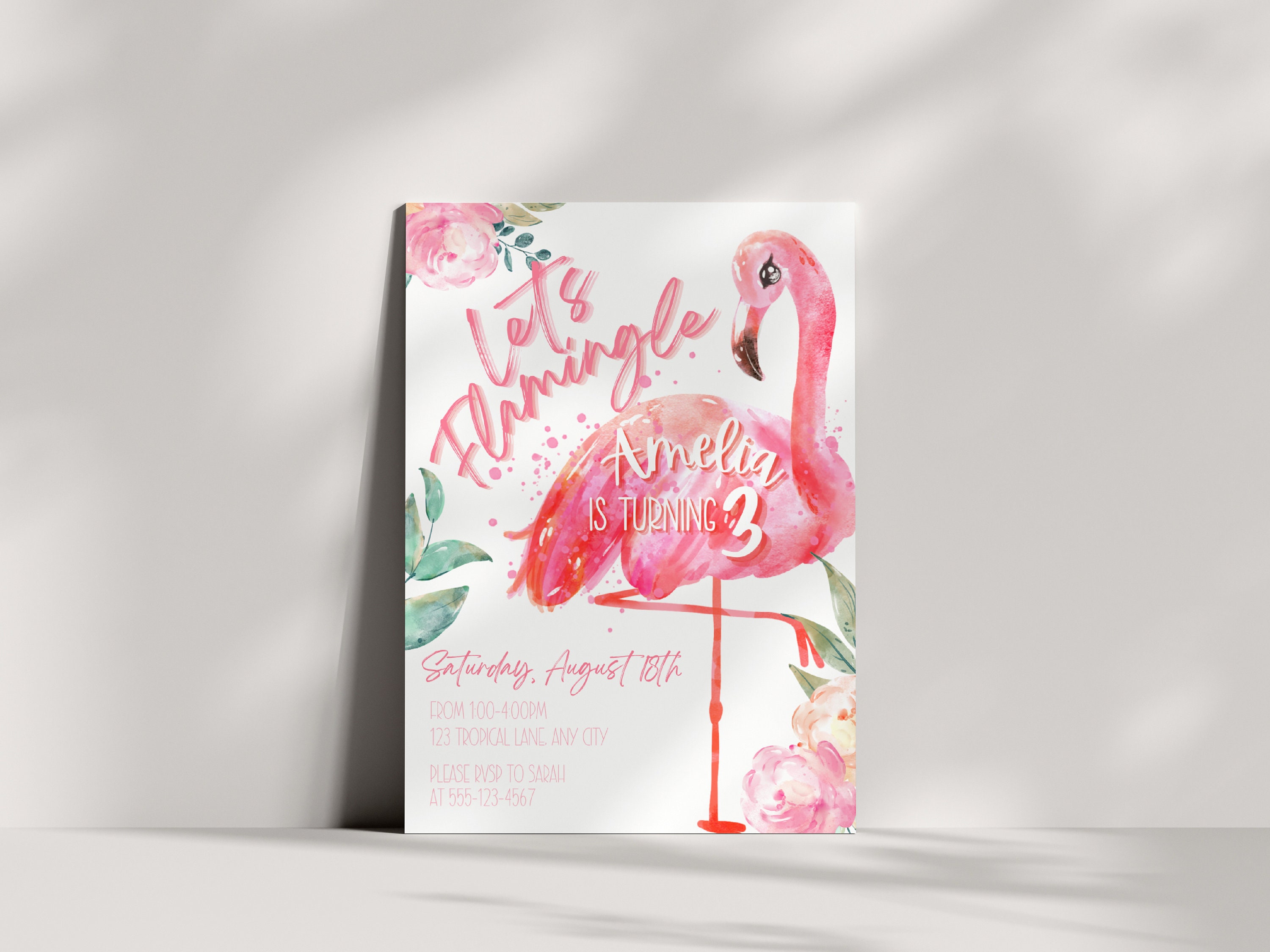 Lets Flamingle Birthday Party Invitation Flamingle Pool Party Tropical ...
