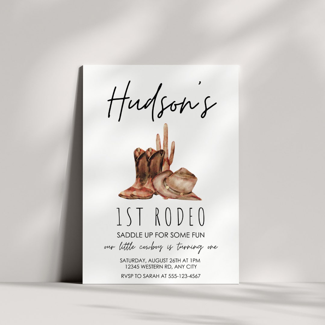 Rodeo 1st Birthday Invitation My First Rodeo Party Western Bday Cowboy ...