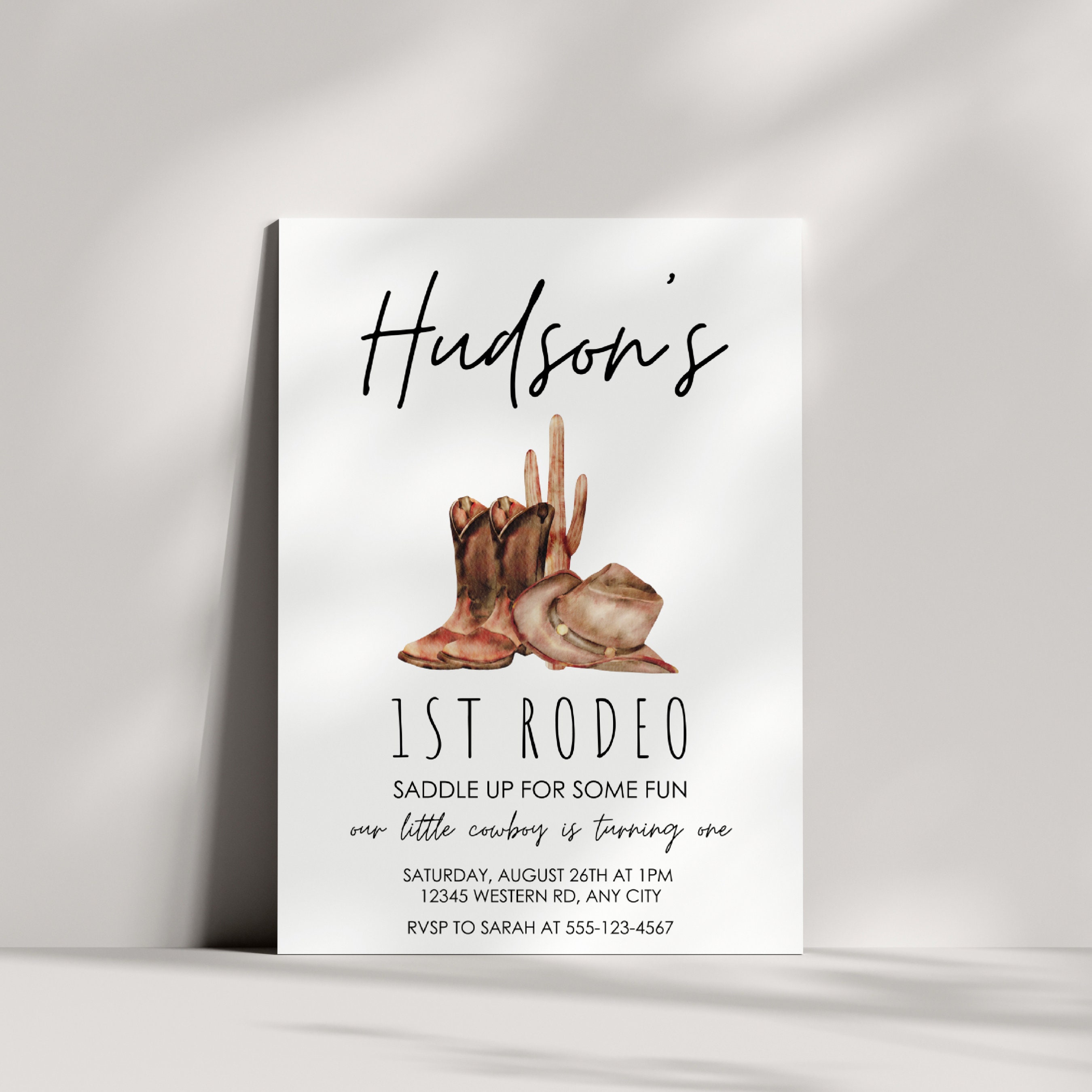 Rodeo 1st Birthday Invitation My First Rodeo Party Western Bday Cowboy ...